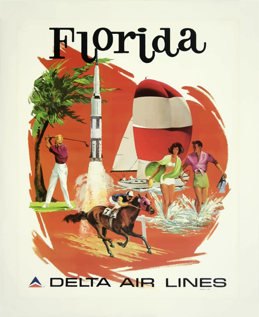 Vintage Delta Airlines Florida Poster Vintage Delta Airlines Florida Poster