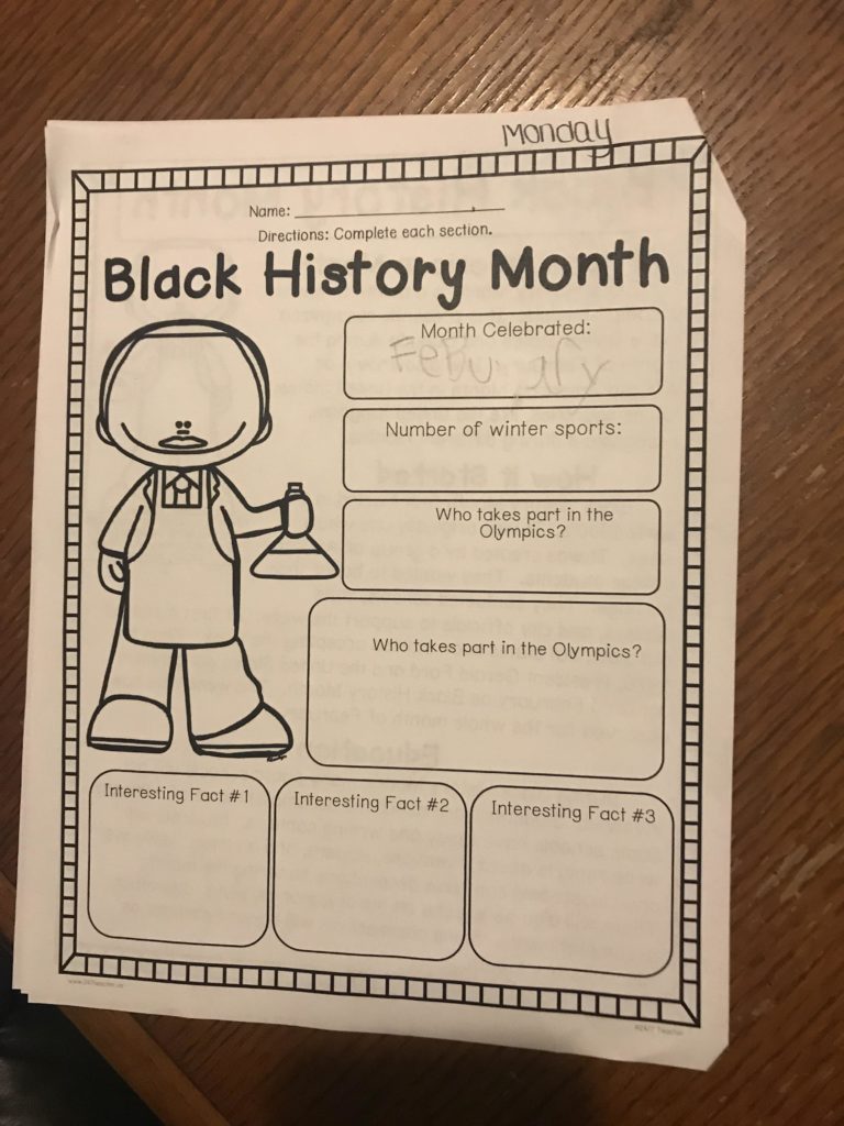 Black History Month Worksheets
